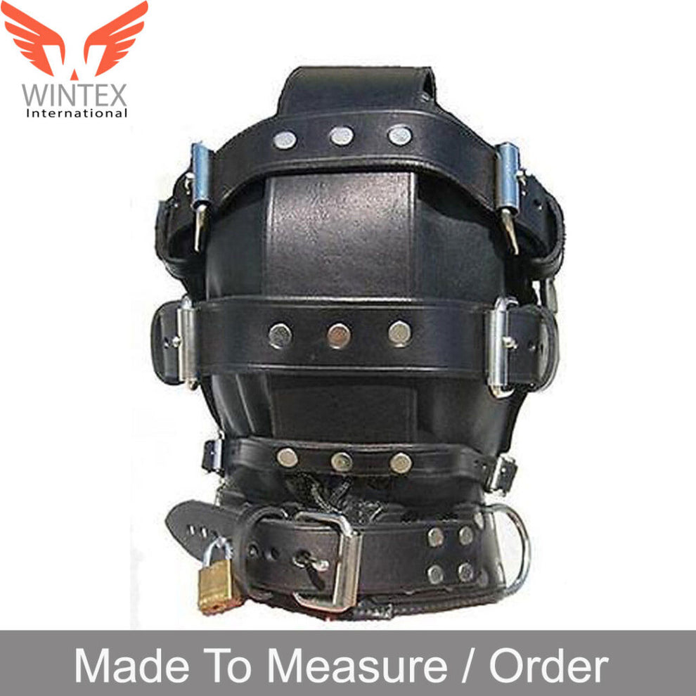Genuine Leather Sensory Deprivation Bondage Hood With Locking Mouth Zi ...