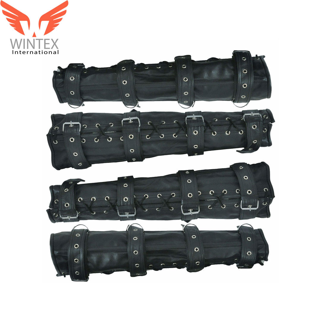 4 Pcs Genuine Cowhide Leather Arm And Leg Restraints Binders Steel Bon Wintex International